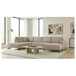 Wohnlandschaft Home Affaire "Tournon U-Form, XXL Sofa, Breite 333 cm, Webstoff, Chenille", braun (light braun), B:333cm H:85cm T:198cm, 100% Polyester, Sofas, Wohnlandschaft, Designsofa im nordischen Stil, Wellenunterfederung, Metallf&uuml;&szlig;e