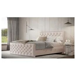 Boxspringbett FORTE "Lanciano Max inkl. zwei Bettk&auml;sten und Kaltschaum Topper", beige, B:166cm L:225cm, Komplettbetten, Boxspringbett, und einer 7-Zonen-Tonnentaschenfederkernmatratze H2/H3
