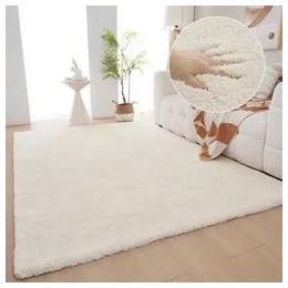 Hochflor-Teppich OTTO HOME "Microfaser Teppich Magong, besonders weich, sehr feiner Flor" Gr. 3, beige (creme), B:120cm H:30mm L:180cm, Kunstfaser, Teppiche, uni, Wohnzimmer, Schlafzimmer, Kinderzimmer, auch rund und als L&auml;ufer