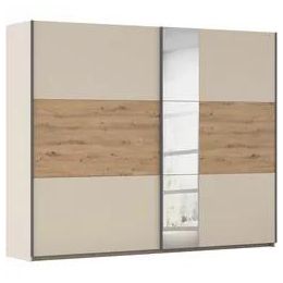 Schwebet&uuml;renschrank Rauch "Kleiderschrank Schrank Garderobe Schlafzimmerschrank SAJO", beige (champagner, eiche artisan), B:261cm H:210cm T:59cm, Holzwerkstoff, Schr&auml;nke, Schwebet&uuml;renschrank, in 2 Breiten (218, 261 cm) optional mit Spiegel MADE IN GERMANY