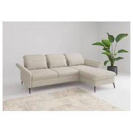Sit & More Ecksofa SIT & MORE "Emely, inkl. Sitztiefenverstellung", beige (creme), B:264cm H:92cm T:198cm, 95%Polyester, 5% Polyamid, Sofas, Ecksofa, wahlweise mit Bettfunktion,Bettkasten,Kopf- & Armteilverstellung