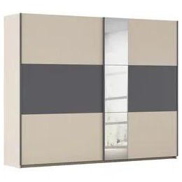 Schwebet&uuml;renschrank Rauch "Kleiderschrank Schrank Garderobe Schlafzimmerschrank SAJO", beige (champagner, graumetallic), B:261cm H:210cm T:59cm, Holzwerkstoff, Schr&auml;nke, Schwebet&uuml;renschrank, in 2 Breiten (218, 261 cm) optional mit Spiegel MADE IN GERMANY