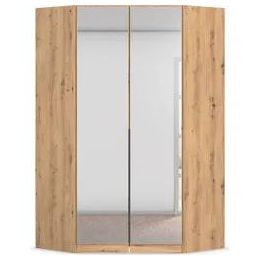 Eckkleiderschrank OTTO HOME "Kleiderschrank Schrank Ankleidezimmer Schlafzimmer Garderobe AGORDO", braun (eiche artisan), B:117cm H:229cm T:117cm, Holzwerkstoff, Schr&auml;nke, Eckkleiderschrank, mit Spiegelt&uuml;ren, voll ausgestattet mit viel Stauraum MADE IN GERMANY