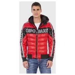 Cipo & Baxx Winterjacke CIPO & BAXX "Jacke", Herren, Gr. M, rot, Stoff, 100% Polyester, gemustert, regular fit normal, Jacken Winterjacke, mit modischer Steppung