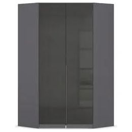 Eckkleiderschrank OTTO HOME "Kleiderschrank Schrank Ankleidezimmer Schlafzimmer Garderobe AGORDO", grau (graumetallic, effektgrau hochglanz), B:117cm H:229cm T:117cm, Holzwerkstoff, Schr&auml;nke, Eckkleiderschrank, voll ausgestattet mit gro&szlig;z&uuml;gigem Stauraum, 2 H&ouml;hen MADE IN GERMANY