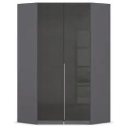 Eckkleiderschrank OTTO HOME "Kleiderschrank Schrank Ankleidezimmer Schlafzimmer Garderobe AGORDO", grau (graumetallic, effektgrau hochglanz), B:117cm H:229cm T:117cm, Holzwerkstoff, Schr&auml;nke, Eckkleiderschrank, voll ausgestattet mit gro&szlig;z&uuml;gigem Stauraum, 2 H&ouml;hen MADE IN GERMANY