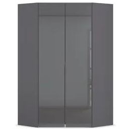 Eckkleiderschrank OTTO HOME "Kleiderschrank Schrank Ankleidezimmer Schlafzimmer Garderobe AGORDO", grau (graumetallic, glas basalt), B:117cm H:229cm T:117cm, Holzwerkstoff, Schr&auml;nke, Eckkleiderschrank, mit Glast&uuml;ren, voll ausgestattet mit viel Stauraum MADE IN GERMANY