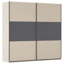 Schwebet&uuml;renschrank Rauch "Kleiderschrank Schrank Garderobe Schlafzimmerschrank SAJO", beige (champagner, graumetallic), B:218cm H:210cm T:59cm, Holzwerkstoff, Schr&auml;nke, Schwebet&uuml;renschrank, in 2 Breiten (218, 261 cm) optional mit Spiegel MADE IN GERMANY