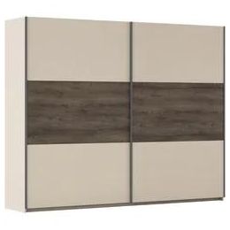 Schwebet&uuml;renschrank Rauch "Kleiderschrank Schrank Garderobe Schlafzimmerschrank SAJO", beige (champagner, atlantic oak dunkel), B:261cm H:210cm T:59cm, Holzwerkstoff, Schr&auml;nke, Schwebet&uuml;renschrank, in 2 Breiten (218, 261 cm) optional mit Spiegel MADE IN GERMANY