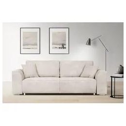 3-Sitzer Inosign "BEATRICE, B: 250 cm - wahlweise mit Bettfunktion", beige (creme), B:250cm H:92cm T:107cm, 100% Polyester, Sofas, u. Bettkasten, incl. 2 Zierkissen