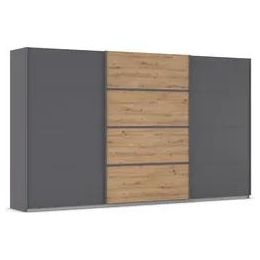Kleiderschrank Rauch "Schwebet&uuml;renschrank OTTO ́s Choice Garderobe Schrank TOP ANGEBOT Avola", grau (graumetallic, eiche artisan, leisten graumetallic), B:360cm H:210cm T:62cm, Holzwerkstoff, Schr&auml;nke, Kleiderschrank, mit eleganten Zierleisten in Chrom, Schwarz oder Wei&szlig; MADE IN GERMANY