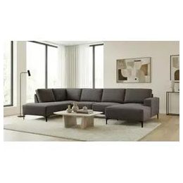 Wohnlandschaft Home Affaire "Tournon U-Form, XXL Sofa, Breite 333 cm, Webstoff, Chenille", grau (anthrazit), B:333cm H:85cm T:198cm, 100% Polyester, Sofas, Wohnlandschaft, Designsofa im nordischen Stil, Wellenunterfederung, Metallf&uuml;&szlig;e