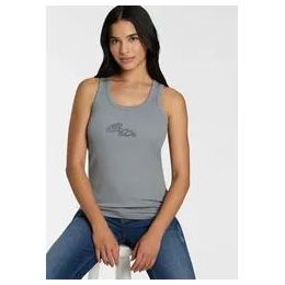 Ripptanktop BOSS ORANGE "Ematite Stonebadge Premium Damenmode", Damen, Gr. S, blau (turquoise, aqua 440), Feinripp, Obermaterial: 96% Baumwolle, 4% Elasthan, unifarben, slim fit, U-Boot-Ausschnitt, Tops, mit aufgesticktem Logo, glitzernd