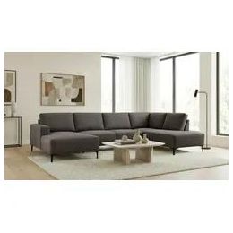 Wohnlandschaft Home Affaire "Tournon U-Form, XXL Sofa, Breite 333 cm, Webstoff, Chenille", grau (anthrazit), B:333cm H:85cm T:198cm, 100% Polyester, Sofas, Wohnlandschaft, Designsofa im nordischen Stil, Wellenunterfederung, Metallf&uuml;&szlig;e