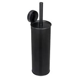 WC-Garnitur Wenko "Static-Loc Modell Plus Pavia", schwarz, B:11,5cm H:40cm L:12cm, Edelstahl, Kunststoff, Polypropylen, Reinigungsb&uuml;rsten, geschlossener WC-B&uuml;rstenhalter zur Wandbefestigung ohne Bohren