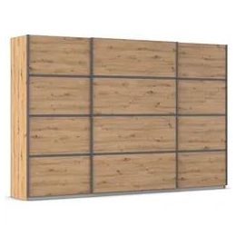 Kleiderschrank Rauch "Schwebet&uuml;renschrank OTTO ́s Choice Garderobe Schrank TOP ANGEBOT Avola", braun (eiche artisan, leisten graumetallic), B:315cm H:210cm T:62cm, Holzwerkstoff, Schr&auml;nke, Kleiderschrank, mit eleganten Zierleisten in Chrom, Schwarz oder Wei&szlig; MADE IN GERMANY