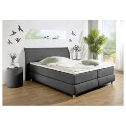 Boxspringbett Home Affaire "Coloma" erh&auml;ltlich in H2, H3 oder H4 inkl. Topper", grau (anthrazit), B:207cm L:215cm, Komplettbetten, Boxspringbett, in H2, H3 oder H4 erh&auml;ltlich
