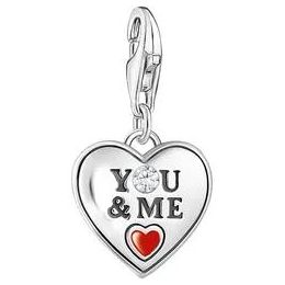 Charm Herz Thomas Sabo "YOU&ME Unendlichkeitsschleife/Infinity", silber (silberfarben, rot, schwarz, kristallwei&szlig;, kristallwei&szlig;), Charms, Damen, Silber 925 (recycelt), mit Zirkonia (synth.)