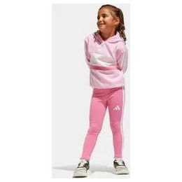Trainingsanzug Adidas SPORTSWEAR "SEASONAL ESSENTIALS TIBERIO 3-STREIFEN KIDS LEGGINGS-SET", Jungen, Gr. 122, true pink, wei&szlig;, clear pink, Obermaterial: 70% Baumwolle, 30% Polyester, Sportanz&uuml;ge Trainingsanzug