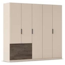 Kleiderschrank Rauch "Dreht&uuml;renschrank Schrank Garderobe Schlafzimmerschrank KODA", beige (beige (champagner), atlantic oak dunkel), B:226cm H:210cm T:54cm, Holzwerkstoff, Schr&auml;nke, Kleiderschrank, mit asymmetrisch angeordneten Schubladen MADE IN GERMANY