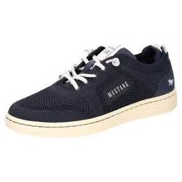 Slip-On Sneaker Mustang SHOES, Damen, Gr. 37, blau (dunkelblau), Lederimitat, Textil, Schuhe, Slipper, Sommerschuh mit Strickb&uuml;ndchen