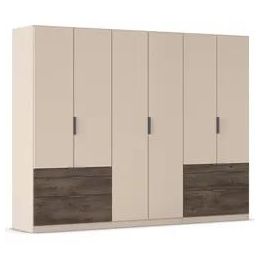 Kleiderschrank Rauch "Koda", beige (beige (champagner), atlantic oak dunkel), B:271cm H:210cm T:54cm, Holzwerkstoff, Schr&auml;nke, Kleiderschrank, mit symmetrisch angeordneten Schubladen MADE IN GERMANY