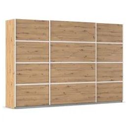 Kleiderschrank Rauch "Schwebet&uuml;renschrank OTTO ́s Choice Garderobe Schrank TOP ANGEBOT Avola", braun (eiche artisan, leisten wei&szlig;), B:315cm H:210cm T:62cm, Holzwerkstoff, Schr&auml;nke, Kleiderschrank, mit eleganten Zierleisten in Chrom, Schwarz oder Wei&szlig; MADE IN GERMANY