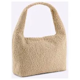 Handtasche Heine, Damen, Gr. B/H/T: 33cm x 23cm x 11cm, beige (champagner), Kunstfaser, Kunststoff, Polyester, unifarben, Taschen Handtasche