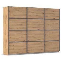 Kleiderschrank Rauch "Schwebet&uuml;renschrank OTTO ́s Choice Garderobe Schrank TOP ANGEBOT Avola", braun (eiche artisan, leisten graumetallic), B:271cm H:210cm T:62cm, Holzwerkstoff, Schr&auml;nke, Kleiderschrank, mit eleganten Zierleisten in Chrom, Schwarz oder Wei&szlig; MADE IN GERMANY