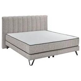 Boxspringbett "Baldwin", grau, B:202cm L:212cm, 95% Polyester, 5% Cotton, SET ONE BY Musterring, Komplettbetten, Boxspringbett, Liegefl&auml;che 180 x 200 cm, Duo-Matratze, Kopfteil mit Steifensteppung