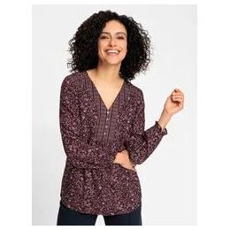 Longbluse Inspirationen, Damen, Gr. 44, bunt (burgund, mauve, bedruckt), 100% Viskose, gemustert, mehrfarbig, V-Ausschnitt, Blusen Longbluse