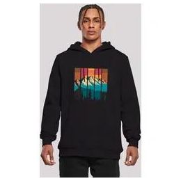 Kapuzenpullover F4NT4STIC "Berg Sonnenuntergang Retro", Herren, Gr. S, schwarz, Obermaterial: 65% Baumwolle, 35% Polyester, slim fit, Pullover Kapuzenpullover, Premium Qualit&auml;t