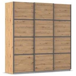 Kleiderschrank Rauch "Schwebet&uuml;renschrank OTTO ́s Choice Garderobe Schrank TOP ANGEBOT Avola", braun (eiche artisan, leisten graumetallic), B:203cm H:210cm T:62cm, Holzwerkstoff, Schr&auml;nke, Kleiderschrank, mit eleganten Zierleisten in Chrom, Schwarz oder Wei&szlig; MADE IN GERMANY