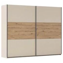 Schwebet&uuml;renschrank Rauch "Kleiderschrank Schrank Garderobe Schlafzimmerschrank SAJO", beige (champagner, eiche artisan), B:261cm H:210cm T:59cm, Holzwerkstoff, Schr&auml;nke, Schwebet&uuml;renschrank, in 2 Breiten (218, 261 cm) optional mit Spiegel MADE IN GERMANY