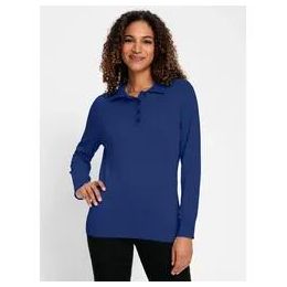 Polokragenpullover Casual Looks "Pullover", Damen, Gr. 44, blau (royalblau), 100% Baumwolle, unifarben, Pullover