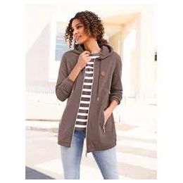 Shirtjacke Casual Looks "Sweatjacke", Damen, Gr. 48, grau (dunkeltaupe), 100% Baumwolle, unifarben, Shirts Shirtjacke