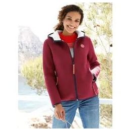 Strickfleecejacke Casual Looks, Damen, Gr. 40, rot (dunkelrot), 100% Polyester, meliert, unifarben, Jacken