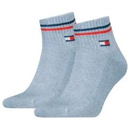 Kurzsocken Tommy Hilfiger "TH UNI TJ QUARTER 2P ICONIC", Herren, Gr. 43-46, blau (light blau melange), Baumwollmischung, Socken, Half-Terry-Sohle f&uuml;r zus&auml;tzlichen Komfort