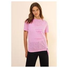T-Shirt Cecil, Damen, Gr. L (42), rosa (cherry blossom pink), Web, 50% Baumwolle, 50% Polyester, unifarben, normal normal, U-Boot-Ausschnitt, abgesteppt, Shirts T-Shirt, Feel Good Fit