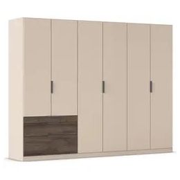 Kleiderschrank Rauch "Dreht&uuml;renschrank Schrank Garderobe Schlafzimmerschrank KODA", beige (beige (champagner), atlantic oak dunkel), B:271cm H:210cm T:54cm, Holzwerkstoff, Schr&auml;nke, Kleiderschrank, mit asymmetrisch angeordneten Schubladen MADE IN GERMANY