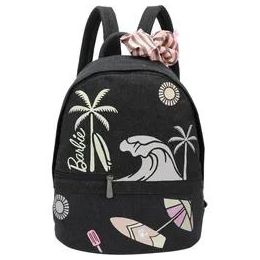 Cityrucksack Fritzi aus Preussen "Backpack Malibu Barbie", Damen, Gr. B/H/T: 29cm, schwarz, Baumwollmischung, bedruckt, Rucks&auml;cke Cityrucksack, mit dekorativem Barbie-Print