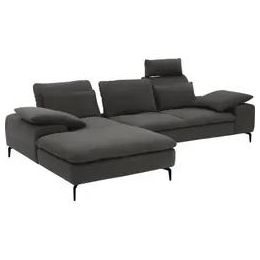 Ecksofa W.Schillig "valentinoo, Designsofa, bequem, elegant und zeitlos, L-Form", grau (anthrazit z69), B:299cm H:83cm T:178cm, Longlife Xtra-Leder Z69: Das feinnarbige, gedeckte Softleder Z69 besticht durch seine au&szlig;ergew&ouml;hnliche Weichheit im trendigen &raquo;Vintage-Look&laquo;, Hautst&auml;rke 0, 9 - 1, 1 mm, Sofas, Ecksofa, inklusive Hocker, mit Sitztiefenverstellung, Breite 299 cm