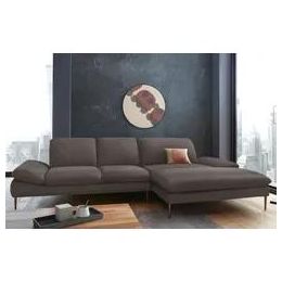 Ecksofa W.Schillig "enjoy&MORE, Designsofa, bequem, elegant und zeitlos, L-Form", braun (braun z59), B:340cm H:87cm T:185cm, Chenille-Flachgewebe R66 (85% Polyester, 15% Nylon);Longlife Xtra-Leder Z59: Glattleder mit modischer Pr&auml;gung. Hautst&auml;rke 0, 9 - 1, 1 mm;Stoff S37 (100% Polyester), Sofas, Ecksofa, Sitztiefenverstellung, F&uuml;&szlig;e bronze pulverbeschichtet, Breite 340 cm