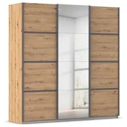 Kleiderschrank Rauch "Schwebet&uuml;renschrank OTTO ́s Choice Garderobe Schrank TOP ANGEBOT Avola", beige (eiche artisan, leisten graumetallic), B:203cm H:210cm T:62cm, Holzwerkstoff, Schr&auml;nke, Kleiderschrank, mit eleganten Zierleisten in Chrom, Schwarz oder Wei&szlig; MADE IN GERMANY