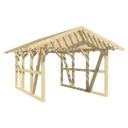 Skan Holz Einzelcarport SKANHOLZ "Schwarzwald", braun (eiche hell), B/H/T: 424cm x 220cm x 600cm, Carports, mit Dachlattung