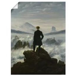 Wandbild Artland "Der Wanderer &uuml;ber dem Nebelmeer. Um 1818", blau (farbe bild(er): blau), B:30cm H:40cm, Bilder, als Leinwandbild, Poster in verschied. Gr&ouml;&szlig;en