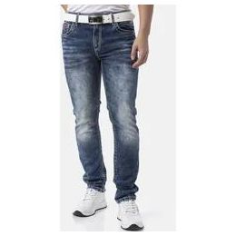 Cipo & Baxx Slim-fit-Jeans CIPO & BAXX, Herren, Gr. 36, L&auml;nge 34, blau, Denim/Jeans, Obermaterial: 98% Baumwolle, 2% Elasthan, Abriebeffekte, slim fit kn&ouml;chellang, Jeans Slim-fit-Jeans