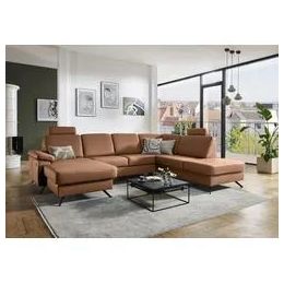 Wohnlandschaft DIE PLANBAR "PN-EM15047 U-Form, mit Kopfst&uuml;tzen", parkett, B:309cm H:104cm T:235cm, Sofas, Wohnlandschaft, Echtleder, wahlweise mit Bettfunktion u. Stauraum