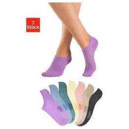 Sneakersocken Lascana ACTIVE, Damen, Gr. 35-38, 1x peach, 1x flieder, 1x hell blau, 1x mint, 1x gelb, 1x silber, 1x beige, Materialmix, unifarben, elastisch, Socken Sneakersocken, mit Pikeestruktur