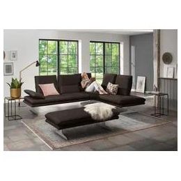 Ecksofa W.Schillig "broadway, Designsofa, mit tollem Sitzkomfort, L-Form", braun (braun z59), B:284cm H:94cm T:224cm, Longlife Xtra-Leder Z59: Glattleder mit modischer Pr&auml;gung. Hautst&auml;rke 0, 9 - 1, 1 mm, Sofas, Ecksofa, Sitztiefenverstellung, Kopfteil- & Seitenteilverstellung, Breite 284cm